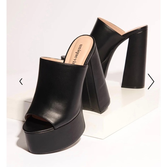 Unique Vintage | Shoes | Unique Vintage Black Peep Toe Platform Mules ...